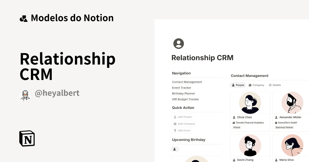 Modelo Relationship CRM | Marketplace do Notion