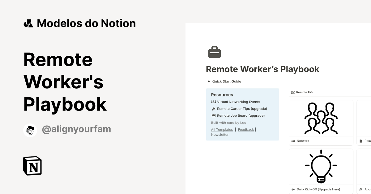 Modelo Remote Worker's Playbook | Marketplace do Notion
