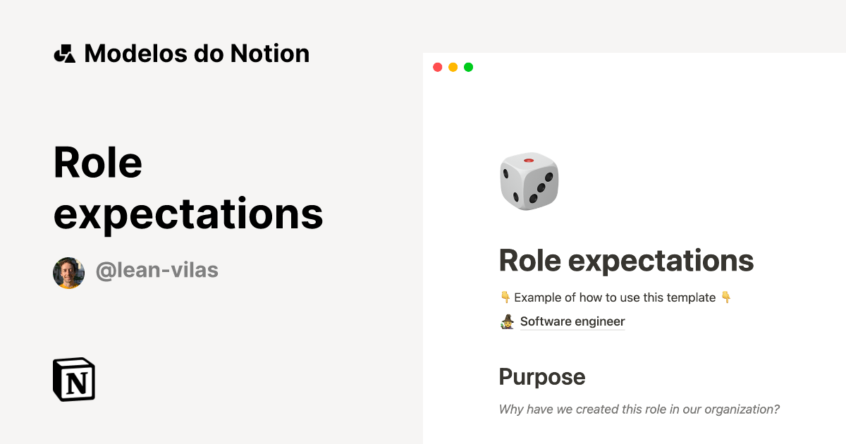 Modelo Role expectations | Marketplace do Notion