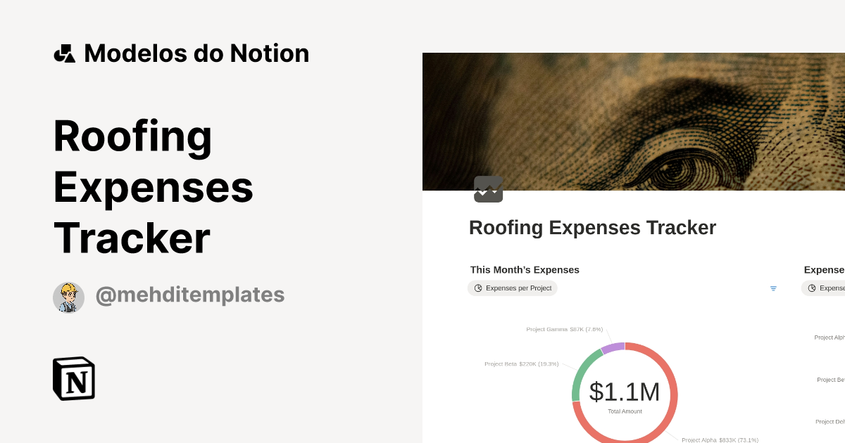 Modelo Roofing Expenses Tracker | Marketplace do Notion