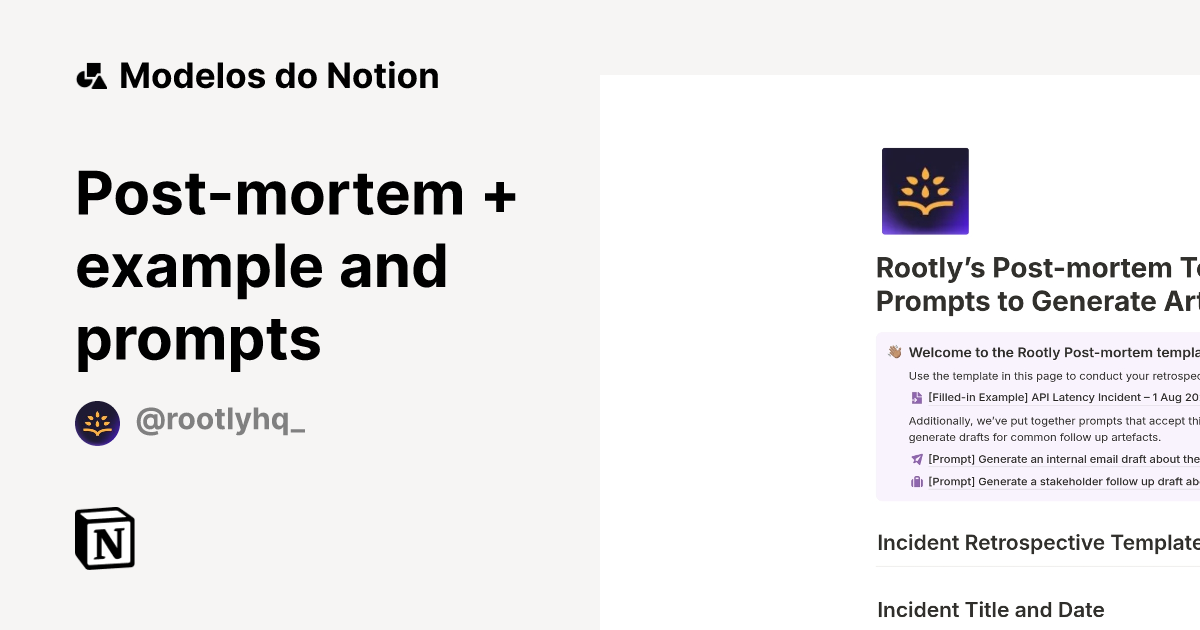 Modelo Post-mortem + example and prompts | Marketplace do Notion