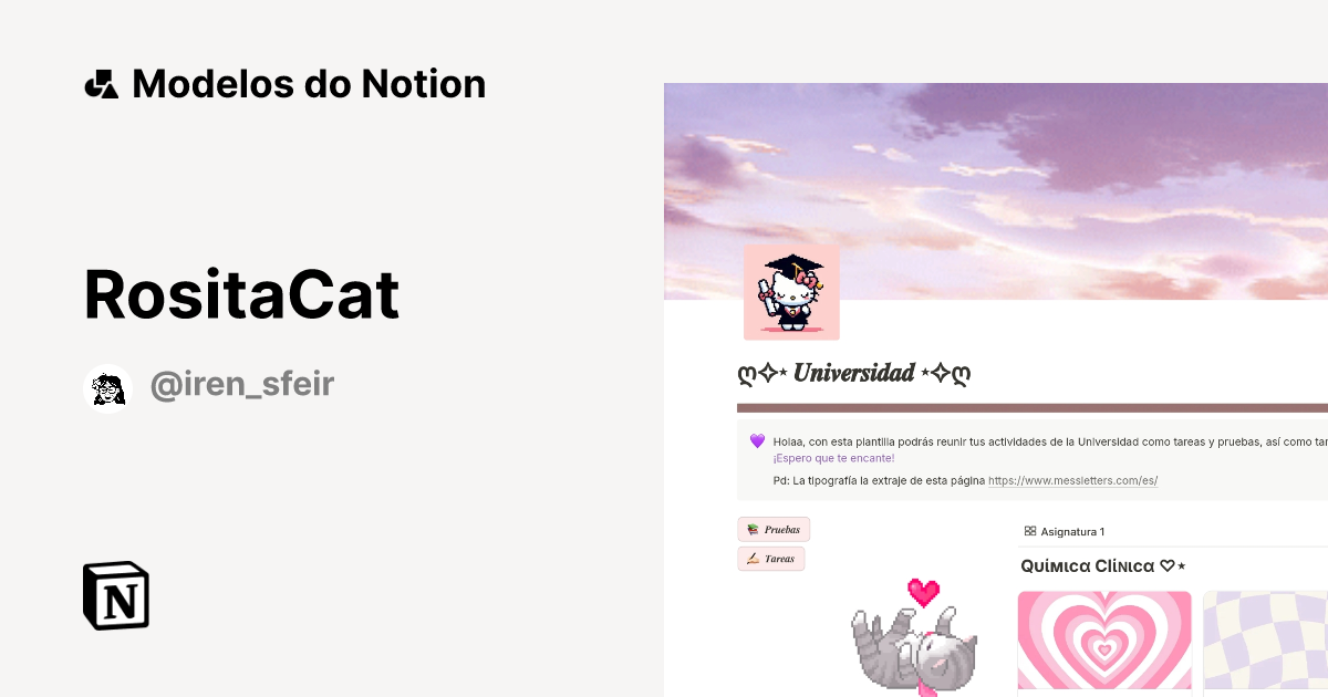 RositaCat Modelo por Girly-Girl | Marketplace do Notion