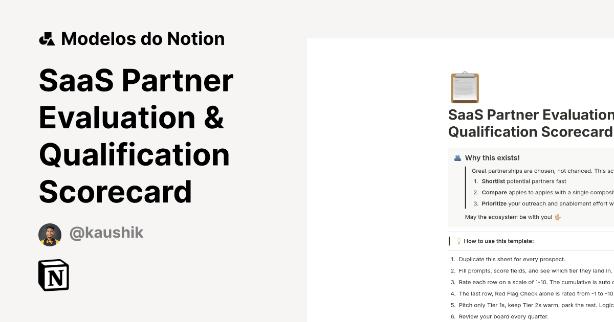 SaaS Partner Evaluation & Qualification Scorecard Modelo por Kaushik ...