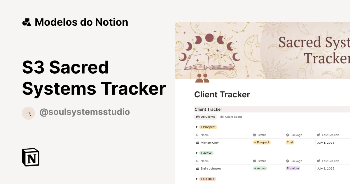 S3 Sacred Systems Tracker Modelo por Soul Systems Studio | Marketplace do Notion