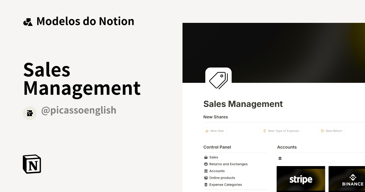 Sales Management Modelo por Picasso | Marketplace do Notion