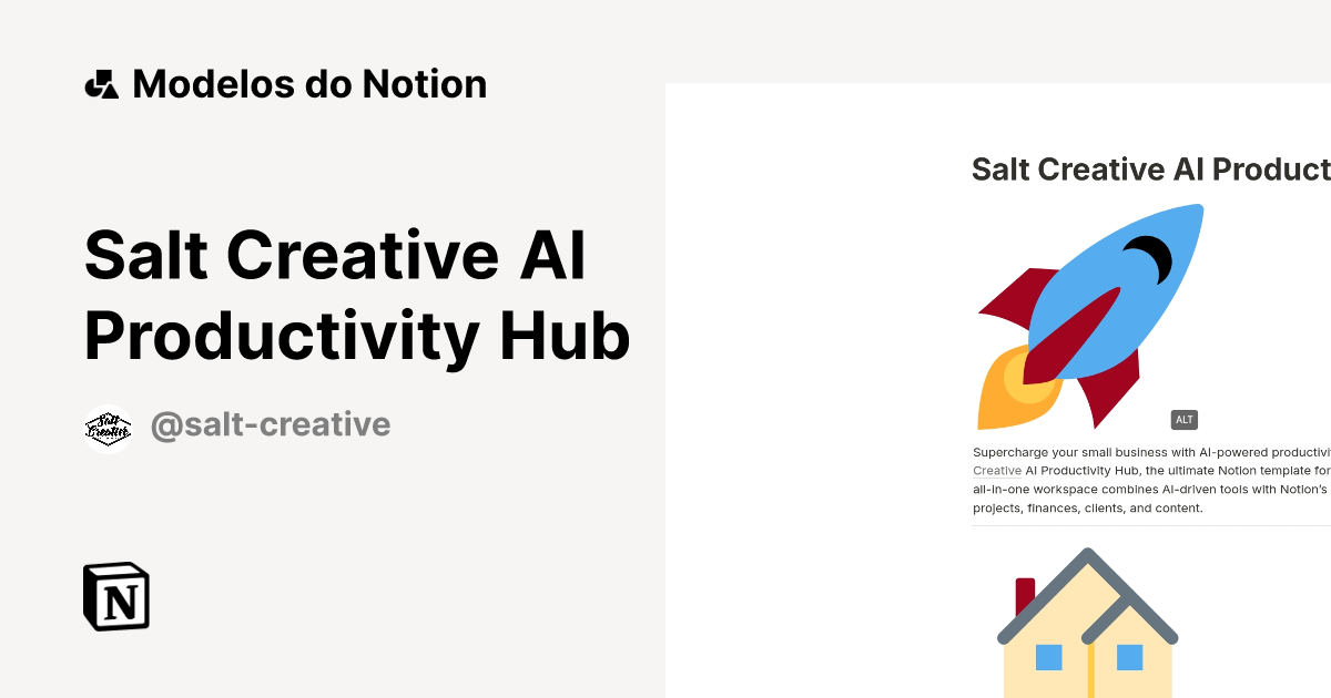 Modelo Salt Creative AI Productivity Hub | Marketplace do Notion