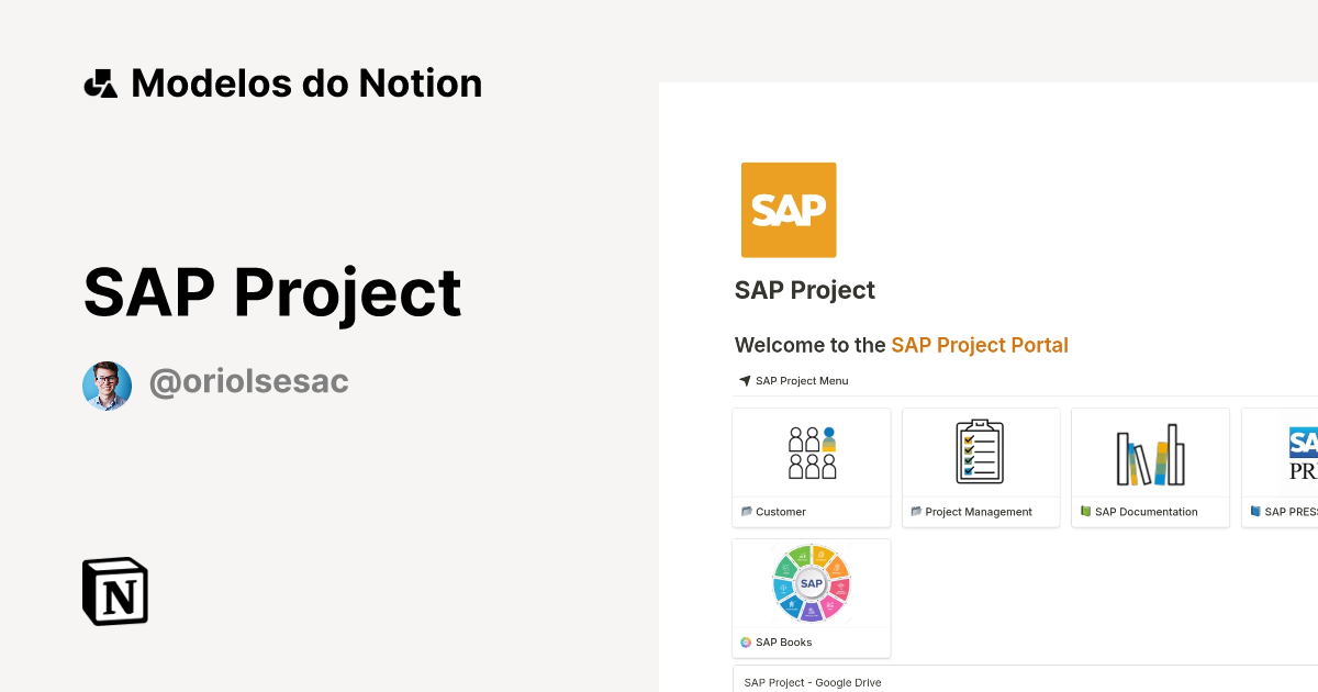 Modelo SAP Project | Marketplace do Notion