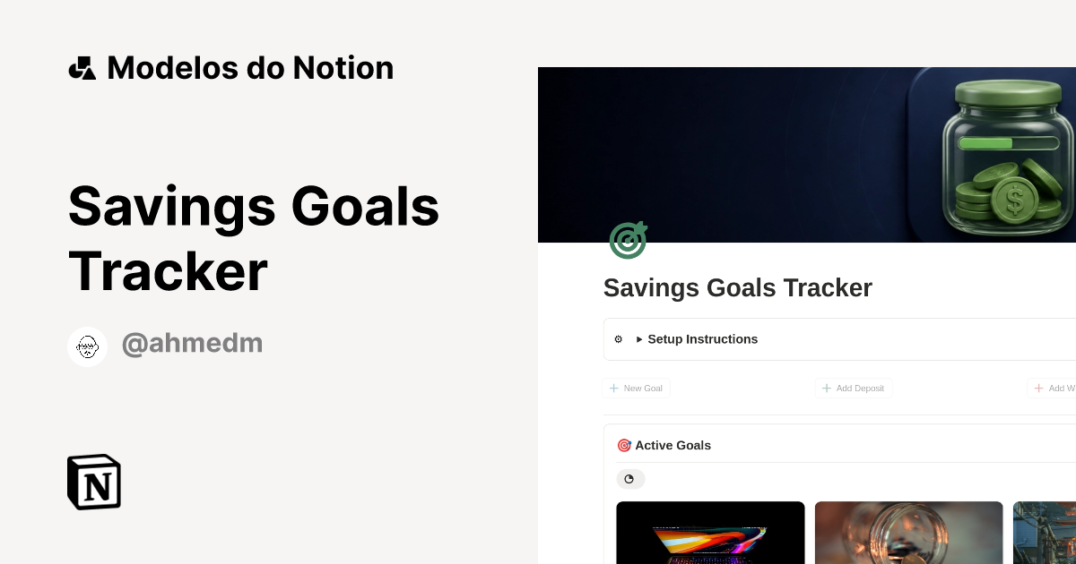 Modelo Savings Goals | Marketplace do Notion