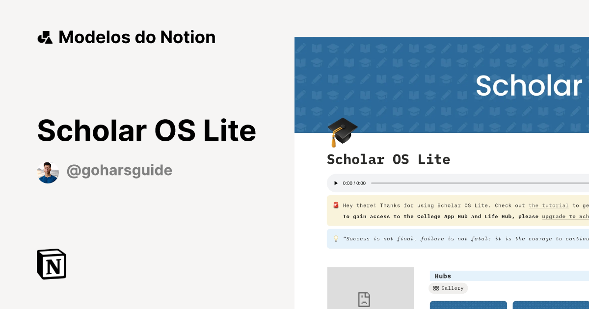Modelo Scholar OS Lite | Marketplace do Notion