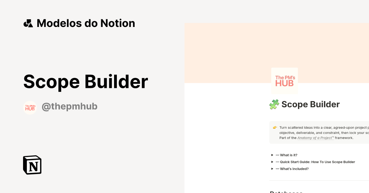 Scope Builder Modelo por PM's Hub | Marketplace do Notion