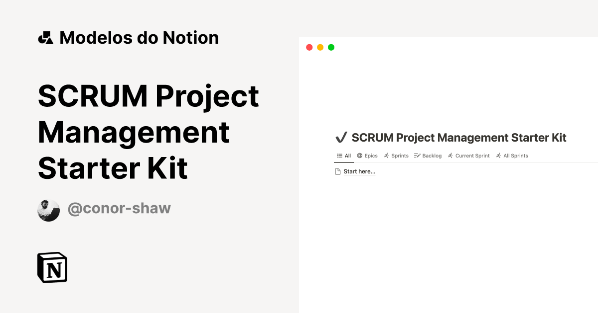 Modelo SCRUM Project Management Starter Kit | Marketplace do Notion