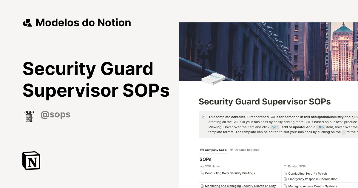 Modelo Security Guard Supervisor SOPs | Marketplace do Notion