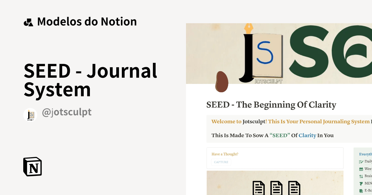 Modelo SEED - Journal System | Marketplace do Notion