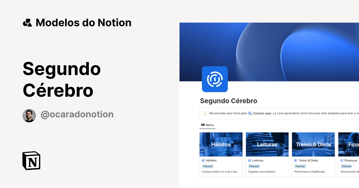 Segundo Cérebro Modelo por O Cara do Notion | Marketplace do Notion