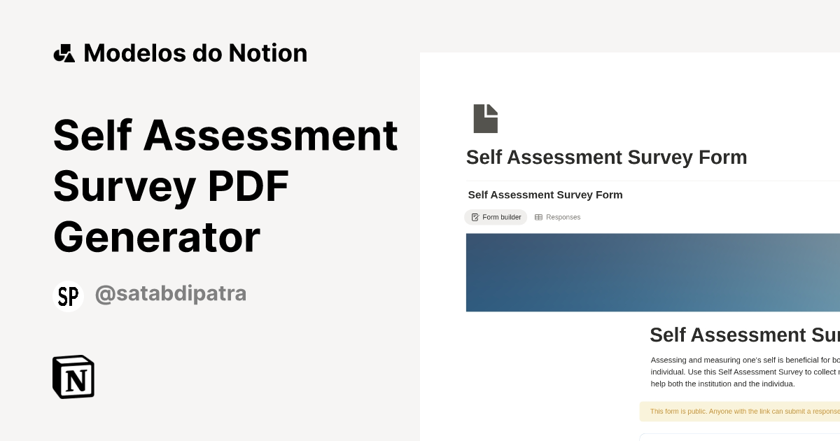 Self Assessment Survey PDF Generator Modelo por Satabdi Patra ...