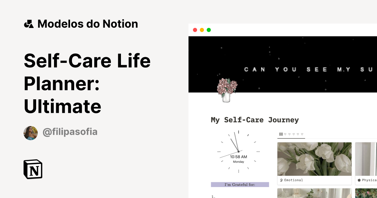 Modelo Self-Care Life Planner: Ultimate | Marketplace do Notion