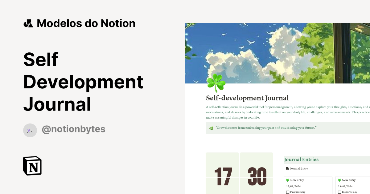 Self Development Journal Modelo por Notion Bytes | Marketplace do Notion