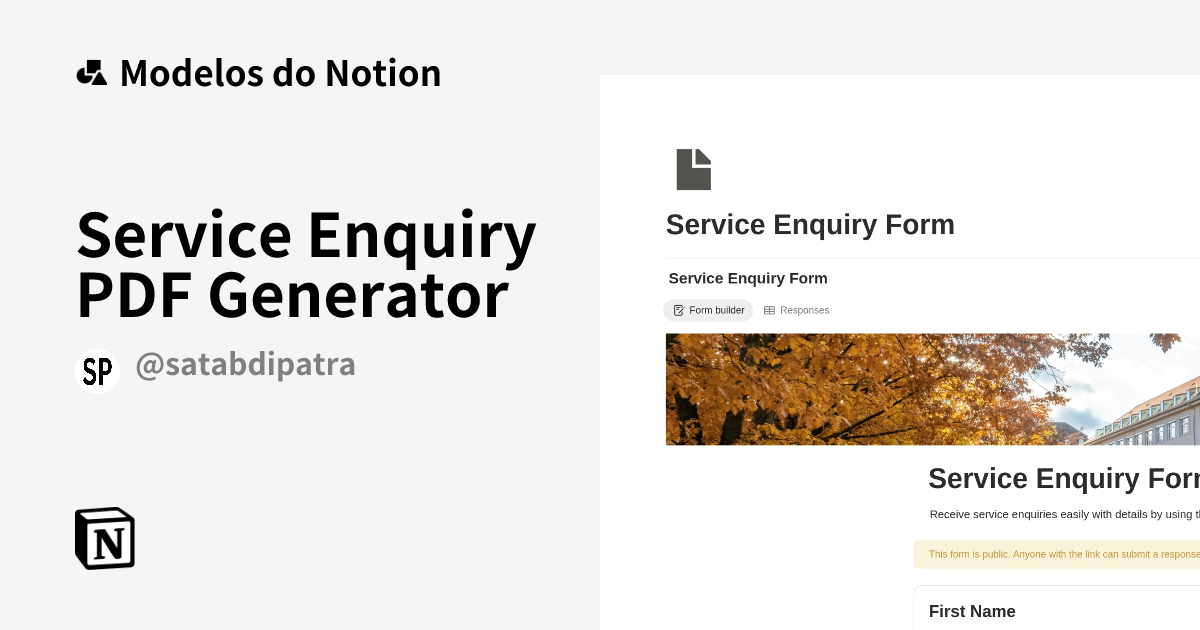 Service Enquiry PDF Generator Modelo por Satabdi Patra | Marketplace do ...