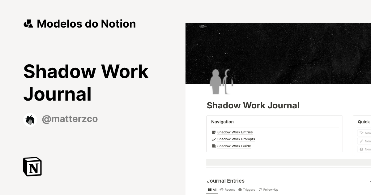 Modelo Shadow Work Journal | Marketplace do Notion
