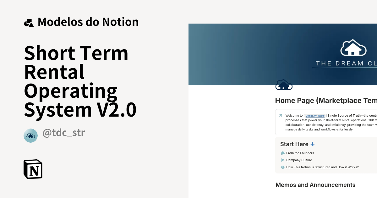 Short Term Rental Operating System V2.0 Modelo por The Dream Club STR ...