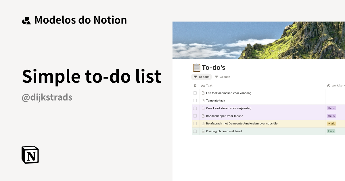 Modelo Simple to-do list | Marketplace do Notion