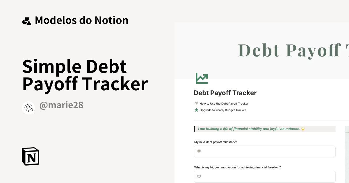 Modelo Simple Debt Payoff Tracker | Marketplace do Notion