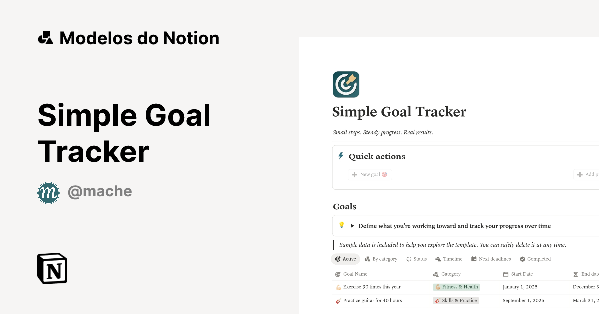 Simple Goal Tracker Modelo por Mache's Creative Corner | Marketplace do ...