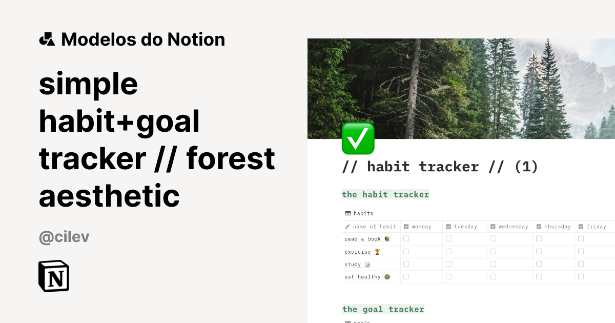 simple habit+goal tracker // forest aesthetic Modelo por cilev ...