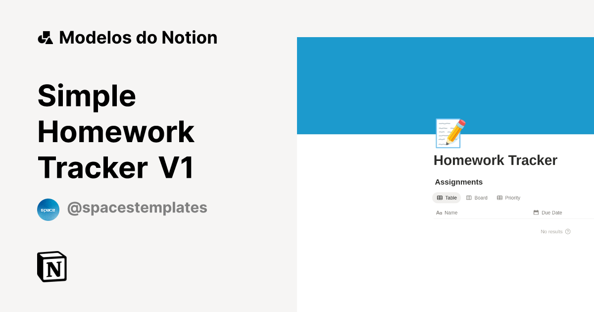 Simple Homework Tracker V1 Modelo por Space's Templates | Marketplace ...