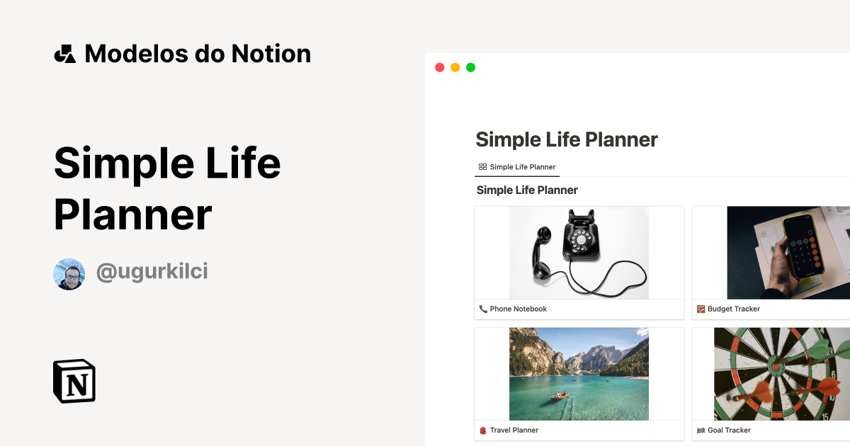 Modelo Simple Life Planner | Marketplace do Notion