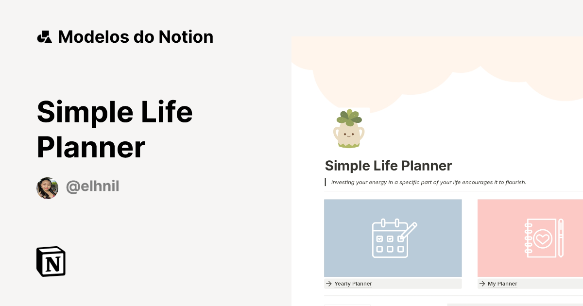 Simple Life Planner Modelo por Linh | Marketplace do Notion