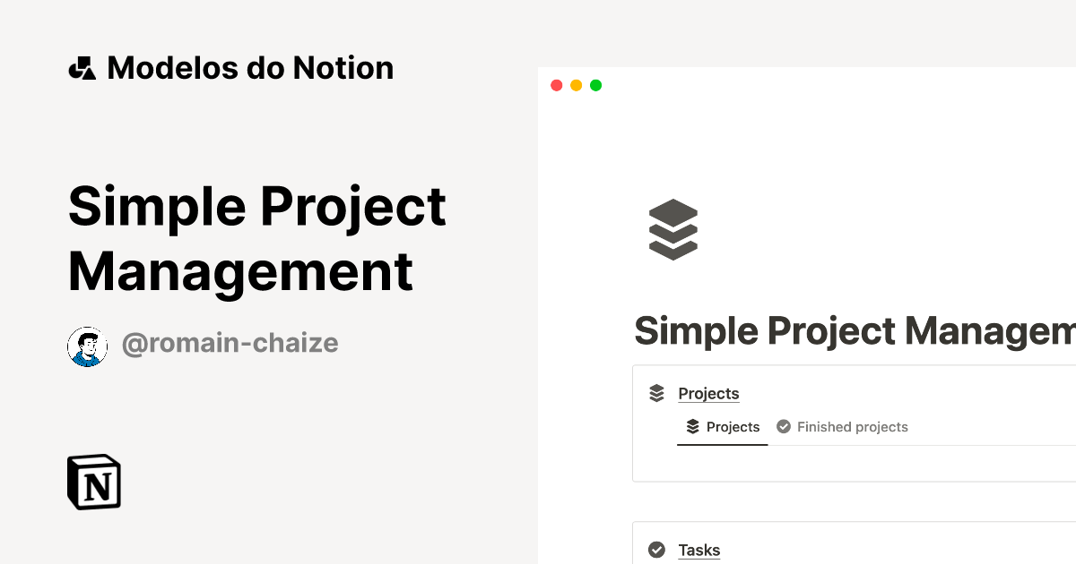 Modelo Simple Project Management | Marketplace do Notion