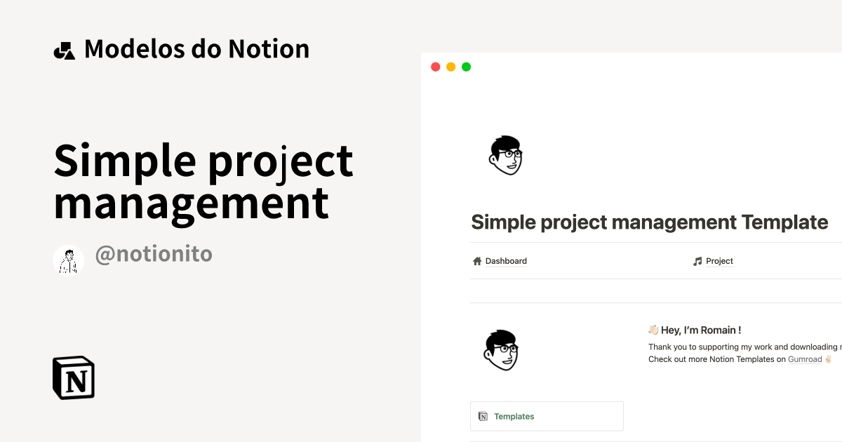 Modelo Simple project management | Marketplace do Notion