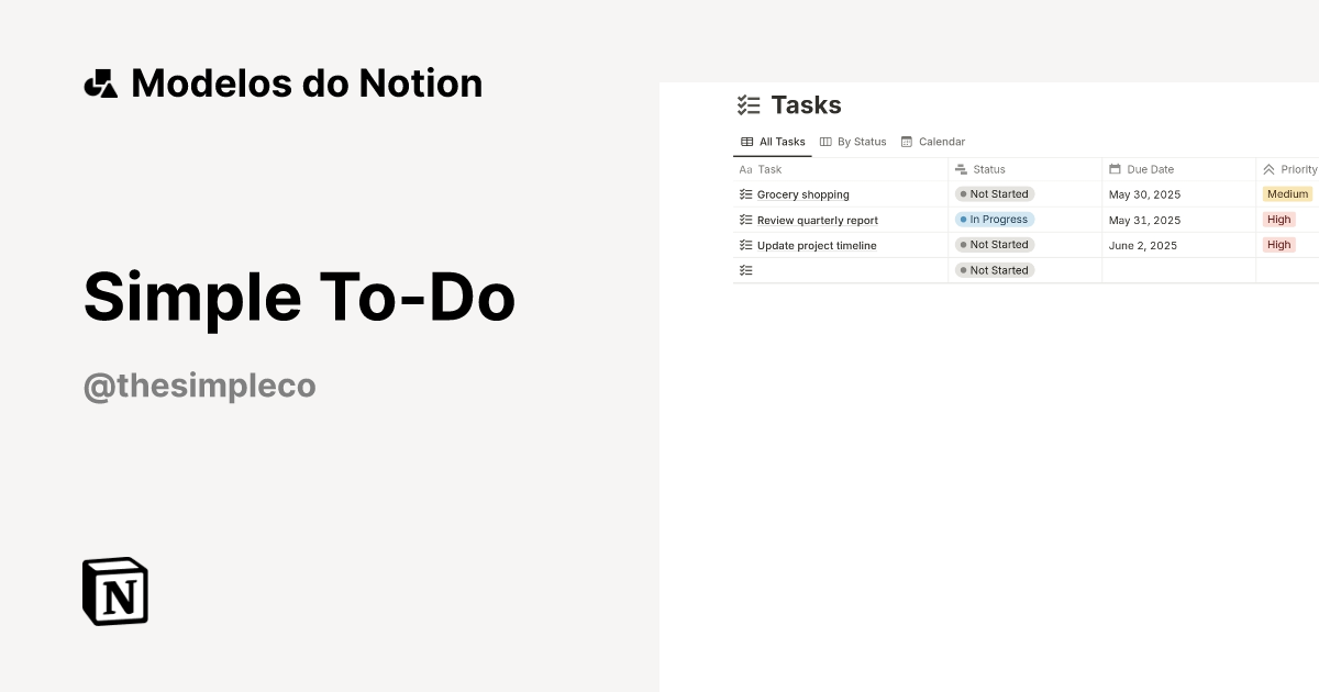 Simple To-Do Modelo por The Simple Company | Marketplace do Notion