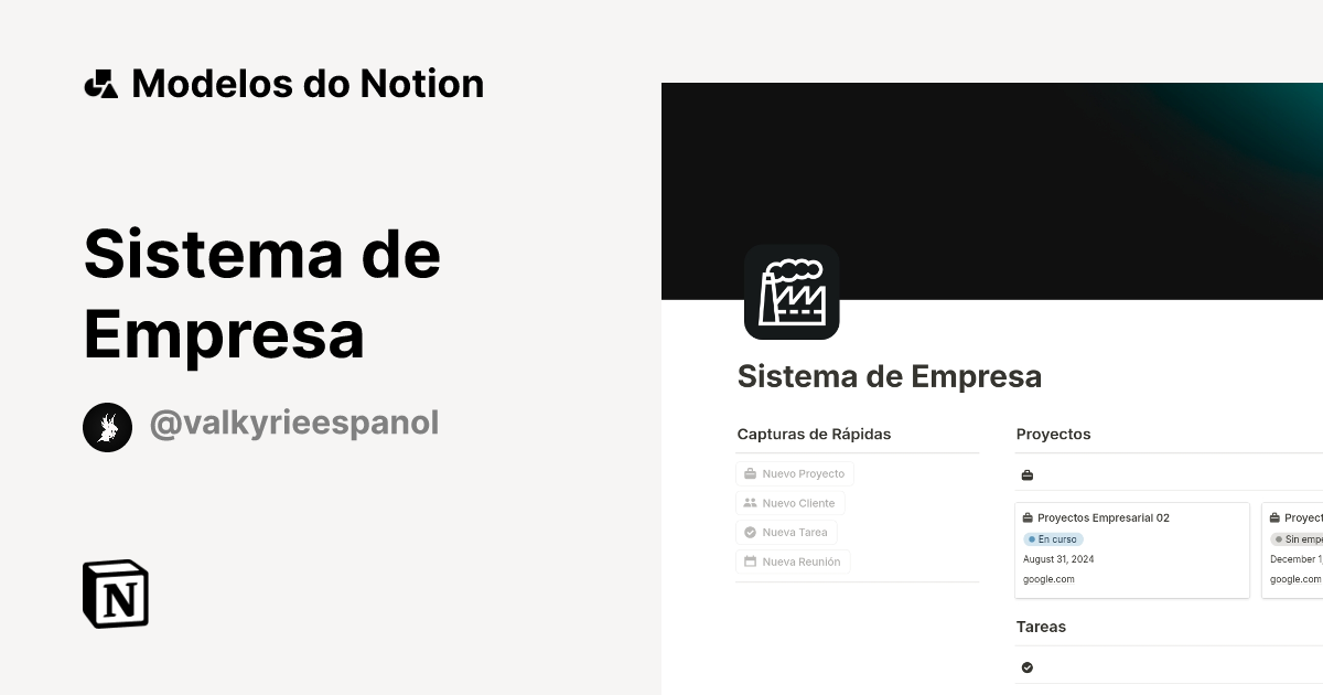 Modelo Sistema de Empresa | Marketplace do Notion