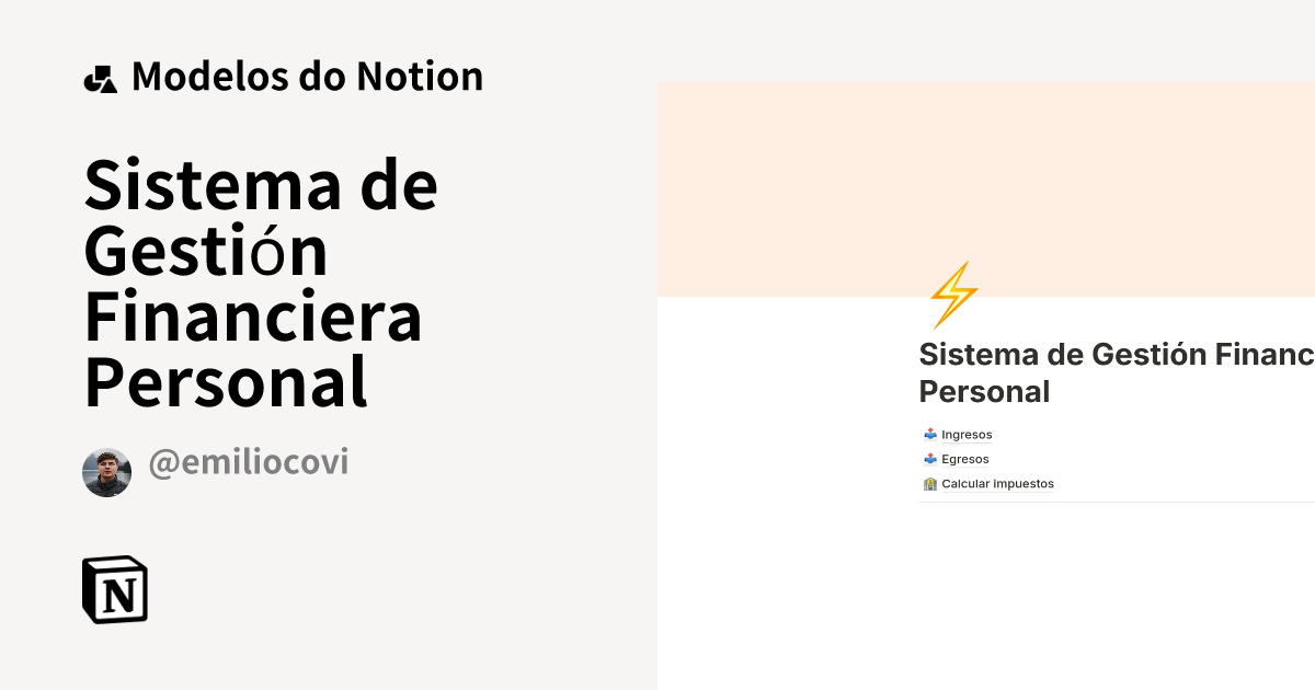 Modelo Sistema de Gestión Financiera Personal | Marketplace do Notion