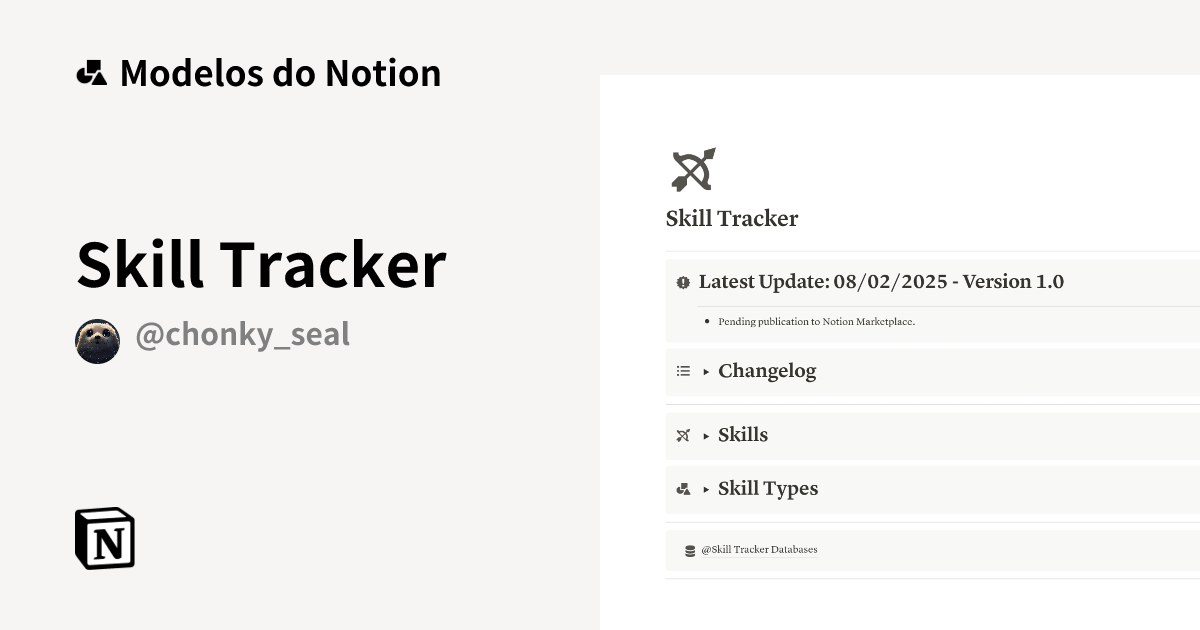 Skill Tracker Modelo por Matthew | Marketplace do Notion