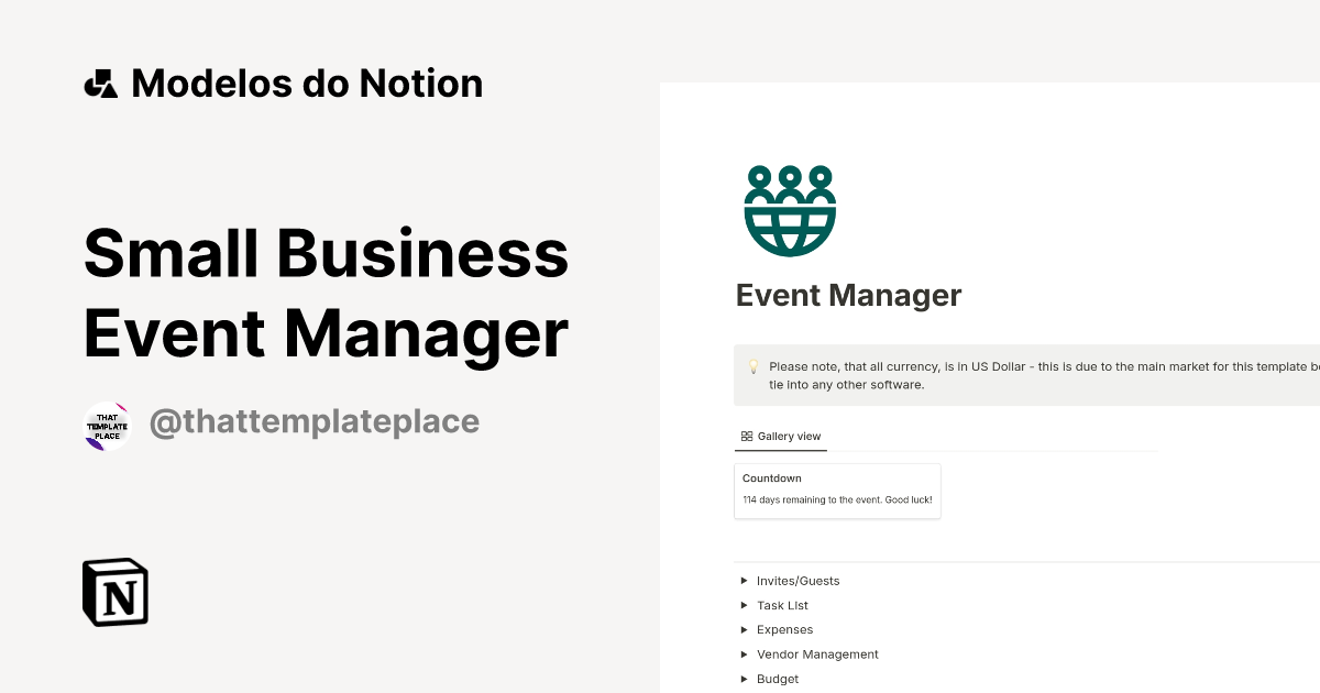 Small Business Event Manager Modelo por ThatTemplatePlace | Marketplace ...