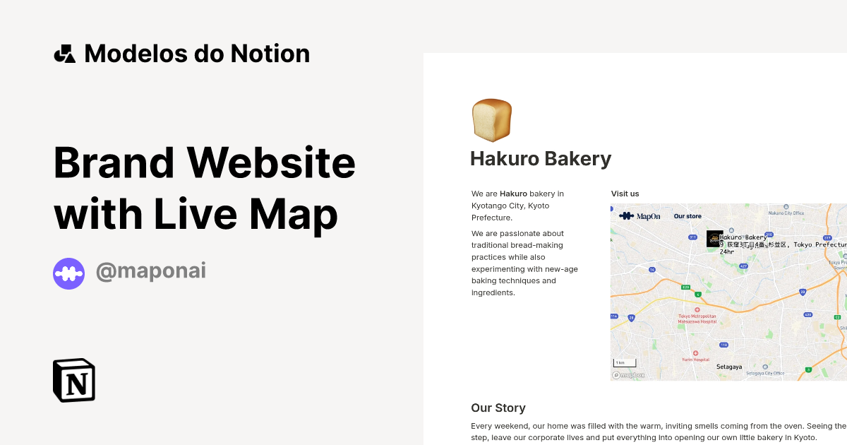 Brand Website with Live Map Modelo por MapOn.ai | Marketplace do Notion