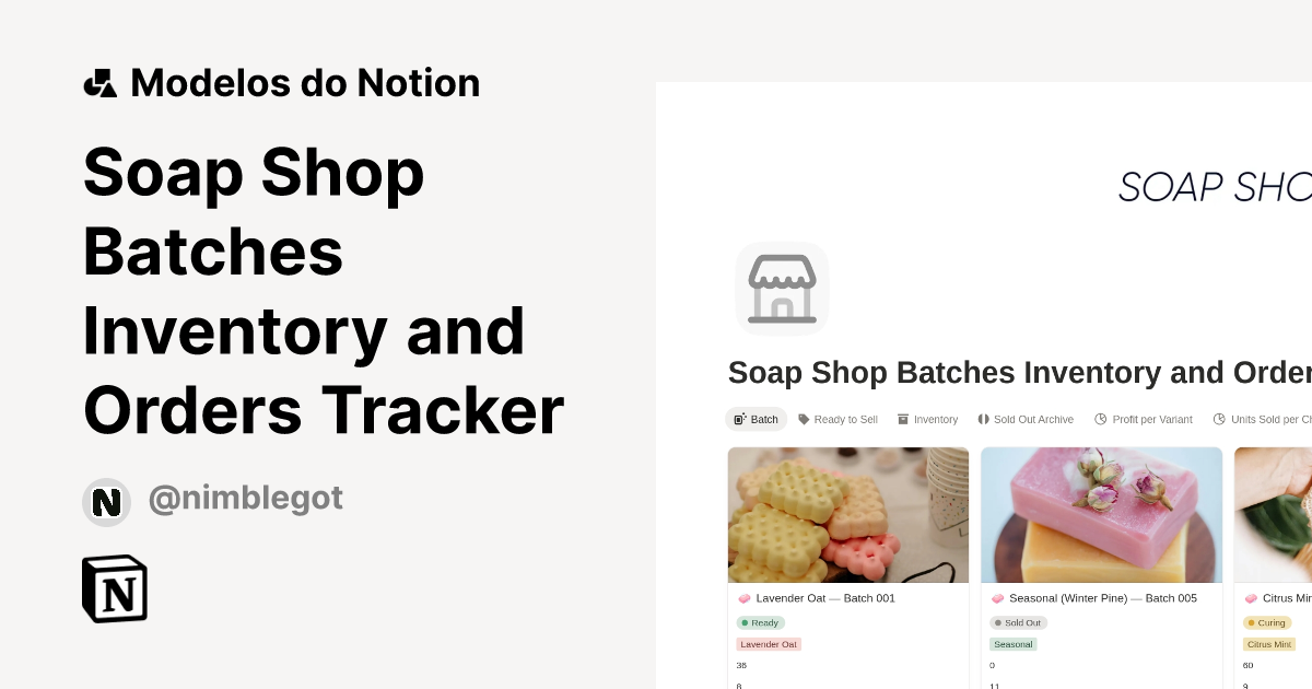 Modelo Soap Shop Batches Inventory and Orders Tracker | Marketplace do ...