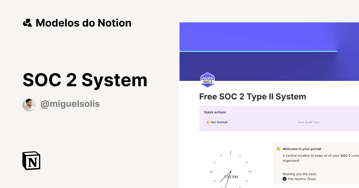 Modelo SOC 2 System | Marketplace do Notion