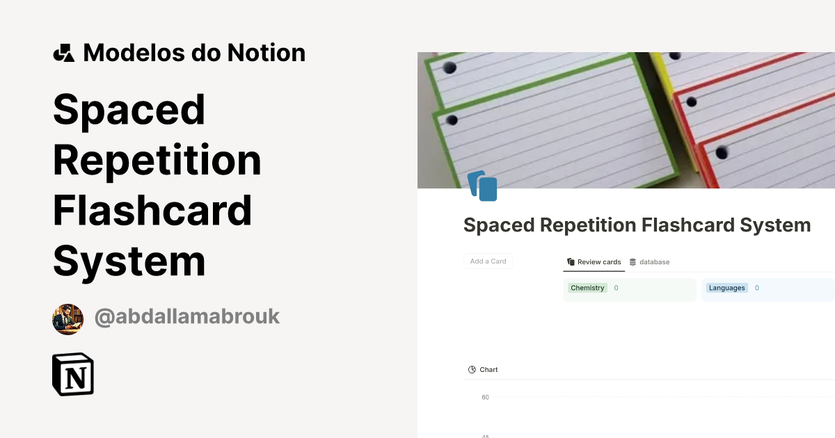 Spaced Repetition Flashcard System Modelo por Abdalla mabrouk | Marketplace do Notion