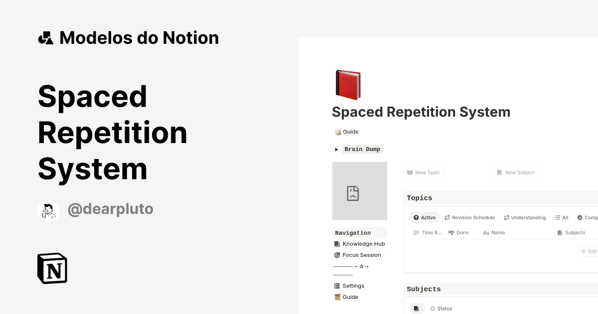 Modelo Spaced Repetition System | Marketplace do Notion