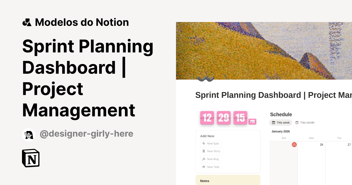 Sprint Planning Dashboard | Project Management Modelo por Dami ...