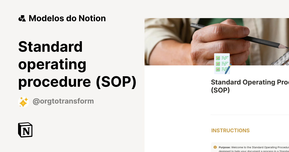 Modelo Standard operating procedure (SOP) | Marketplace do Notion