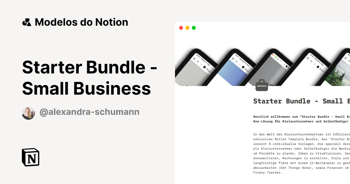 Modelo Starter Bundle - Small Business | Marketplace do Notion