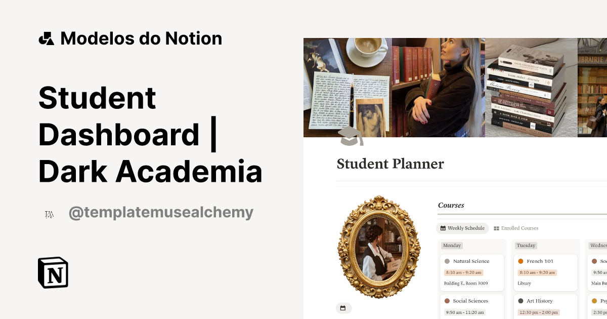 Student Dashboard | Dark Academia Modelo por The Template Muse ...