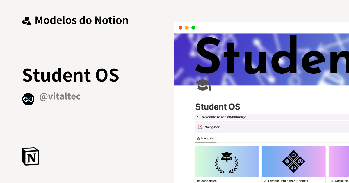 Modelo Student OS | Marketplace do Notion