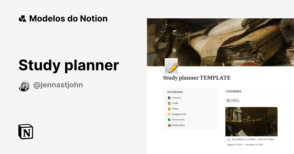 Modelo Study planner | Marketplace do Notion