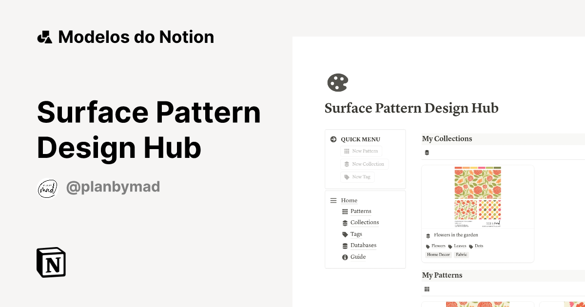 Modelo Surface Pattern Design Hub | Marketplace do Notion